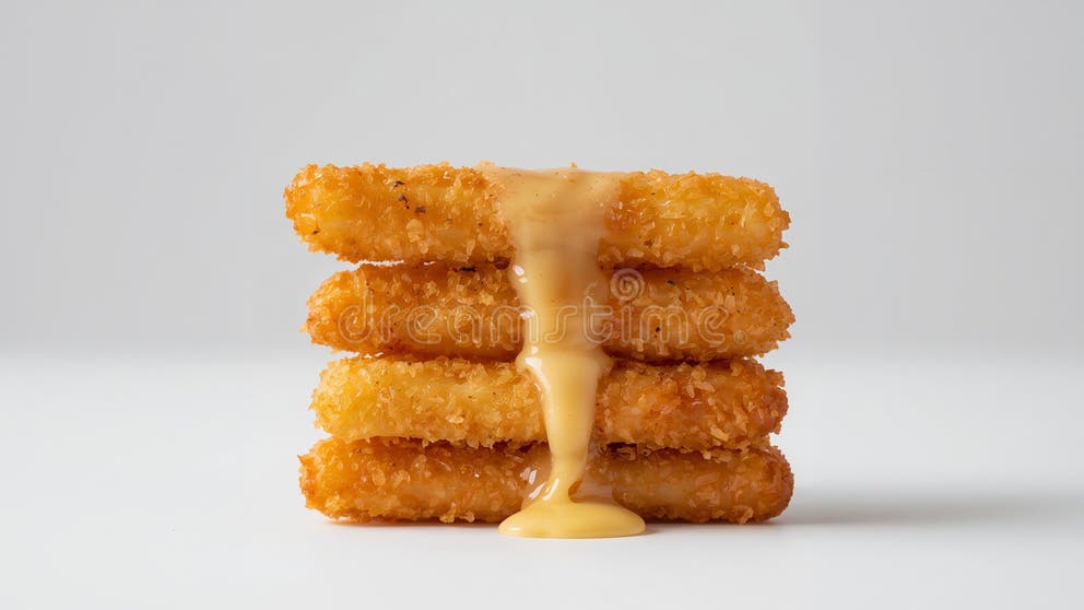 Stack of Crispy Fried Mozzarella Cheese Sticks Drizzled with Creamy ...
