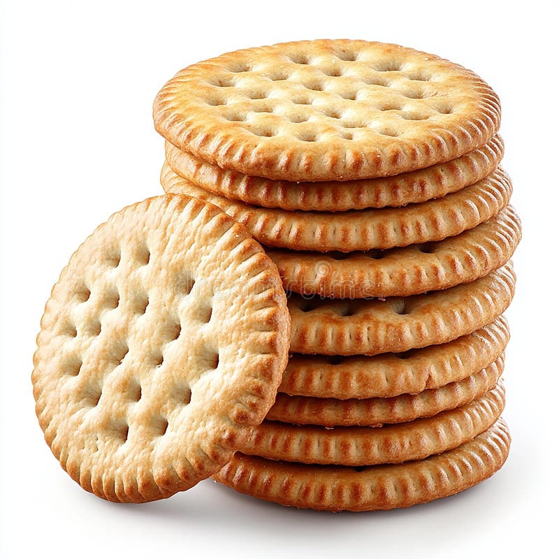 A Stack of Crispy, Golden Crackers Ready for Snacking Stock ...