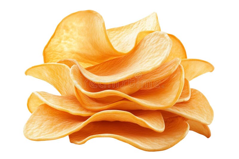 Stack of Crispy Golden Potato Chips Isolated on a Transparent ...