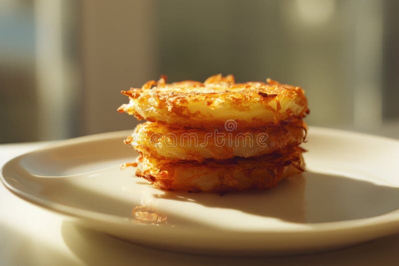 A Stack of Crispy Hash Browns Served on a Clean White Plate, Ready for ...