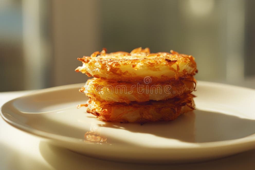 A Stack of Crispy Hash Browns Served on a Clean White Plate, Ready for ...