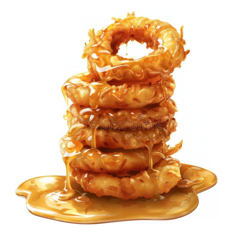A Stack of Crispy Onion Rings, Stacked High and Drizzled with Honey ...