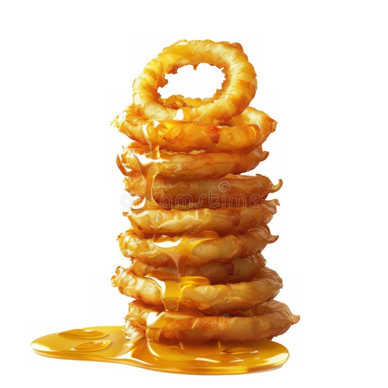 A Stack of Crispy Onion Rings, Stacked High and Drizzled with Honey ...