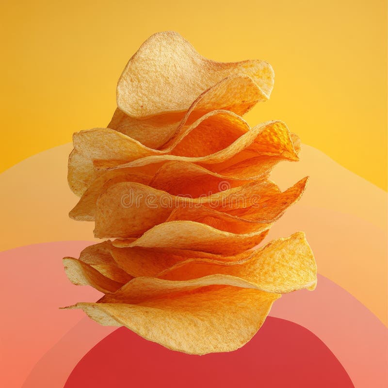 Stack of Crispy Potato Chips on Colorful Background Stock Illustration ...