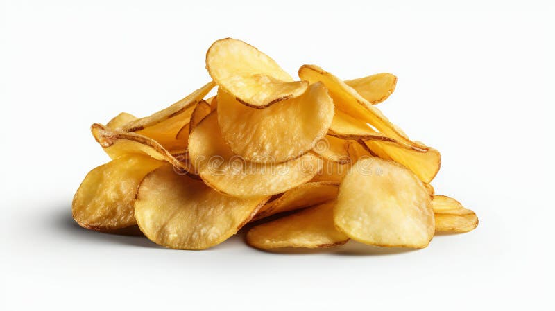 A Stack of Crispy Potato Chips on a Plain White Background. Generative ...