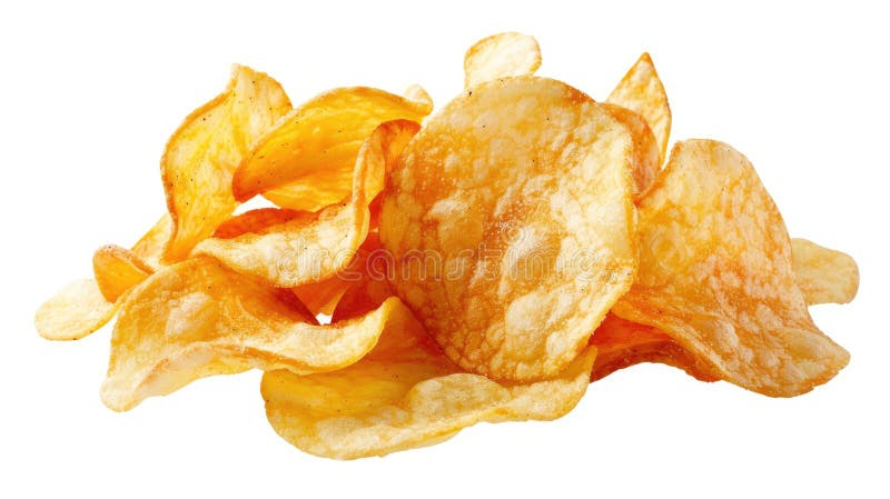 A Stack of Crispy Potato Chips on a Plain White Surface Stock Image ...