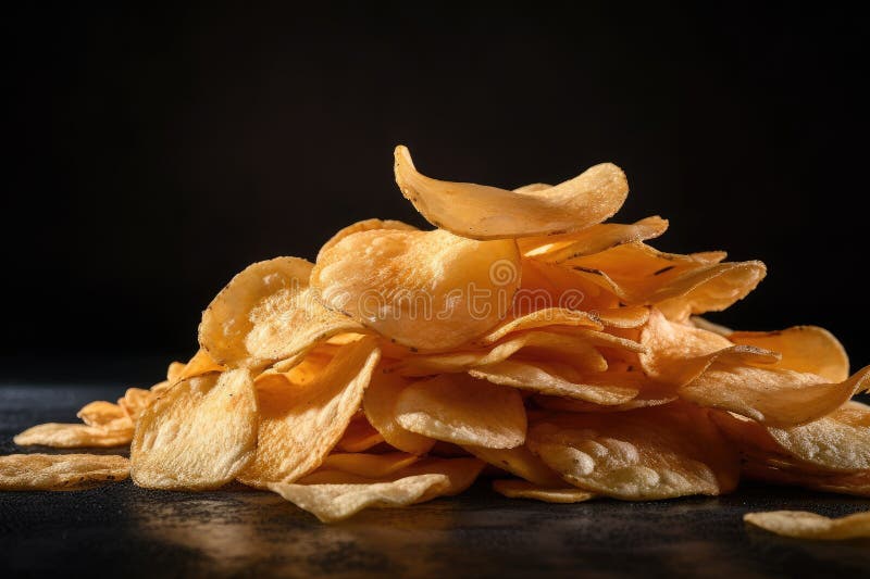 Stack of Crispy, Salty Potato Chips Stock Illustration - Illustration ...