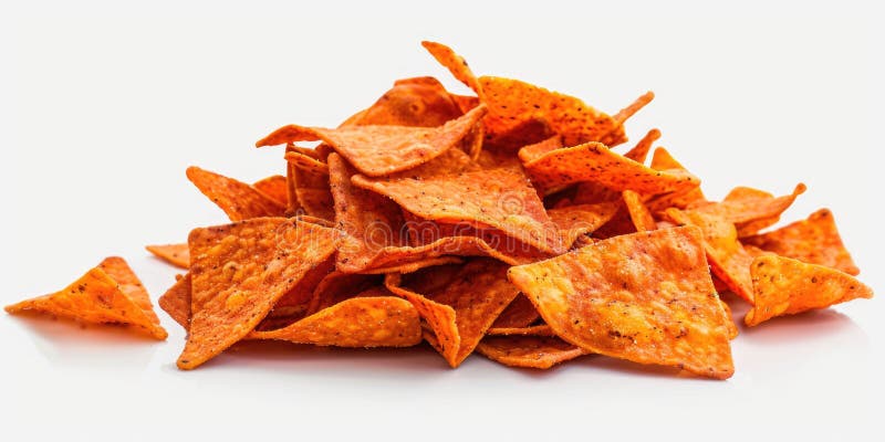 A Stack of Crispy Tortilla Chips on a Clean White Surface, Perfect for ...