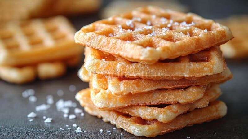 Stack of Crispy Waffles with a Touch of Salt Stock Illustration ...