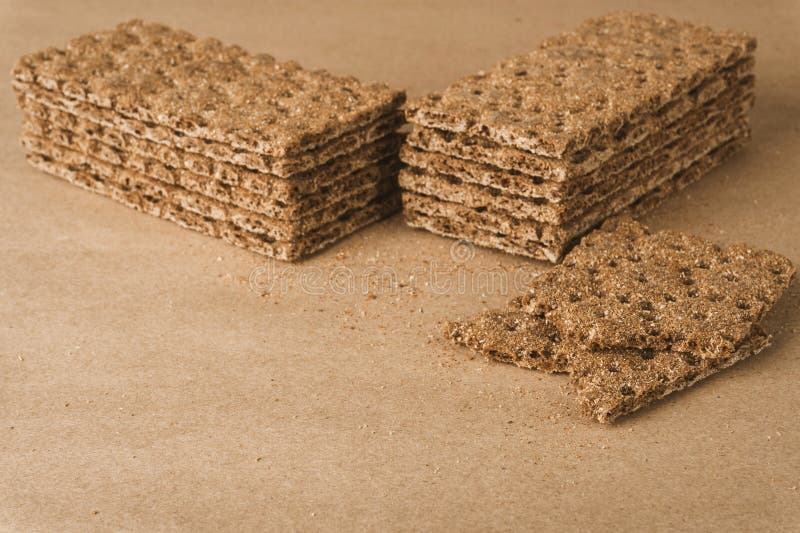 Stack of Crispy Wheat, Rye and Corn Flatbread Crackers. Healthy Food ...