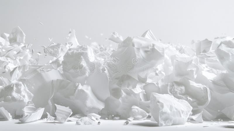 A Stack of Crumbled Paper Sits Atop a Table, with Wrinkles and Creases ...