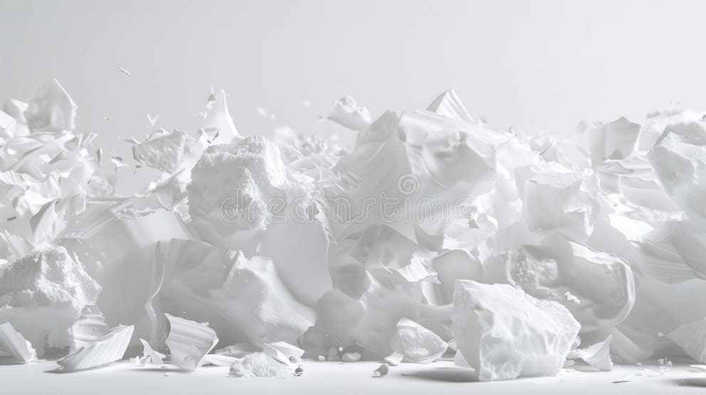 A Stack of Crumbled Paper Sits Atop a Table, with Wrinkles and Creases ...