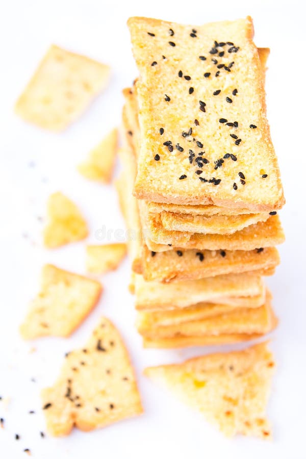 Stack of crunchy bread stock photo. Image of object, baking - 12499746