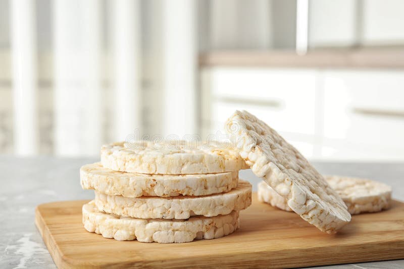 Stack of Crunchy Rice Cakes on Grey Marble Table Stock Photo - Image of ...