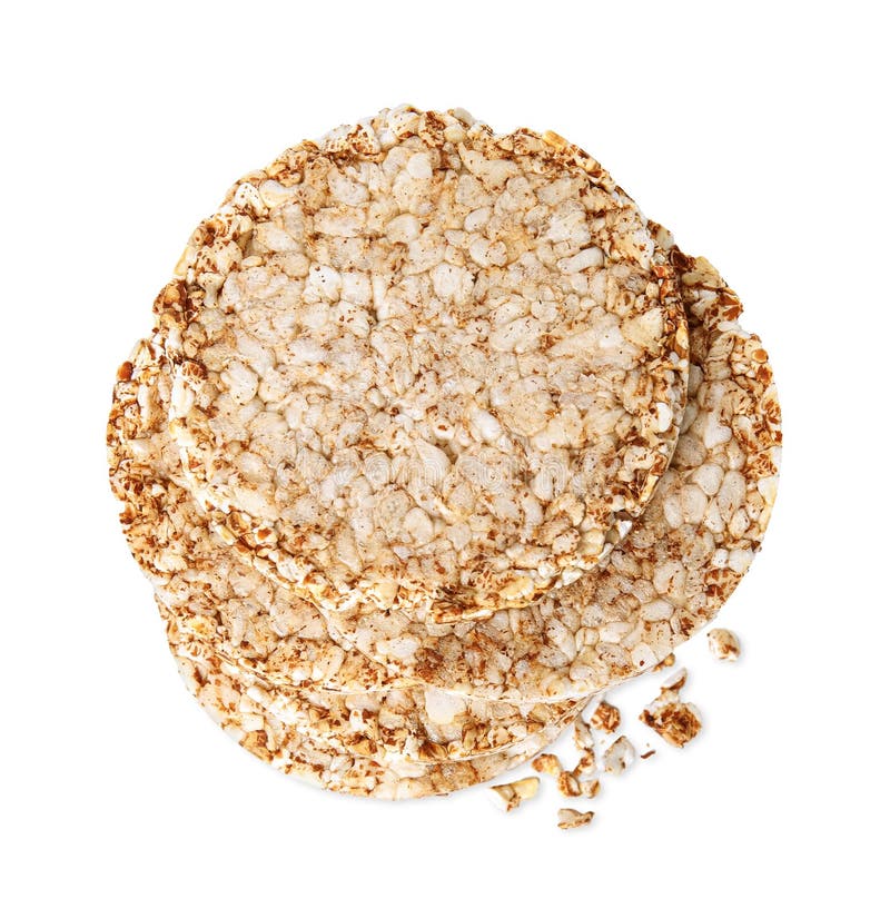 Stack of Crunchy Rice Cakes Isolated on White, Top View Stock Image ...