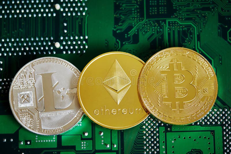 A Stack of Cryptocurrency Coins on a United States of America Flag ...