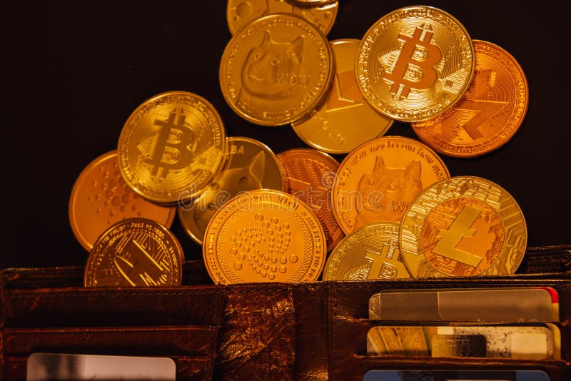 Stack of cryptocurrencies editorial photo. Image of coin - 243495871