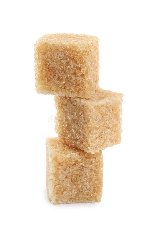 Stack with Cubes of Brown Sugar on White Background Stock Image - Image ...