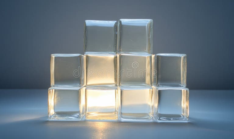 A Stack of Cubes Made of Clear Glass Stock Image - Image of cold ...