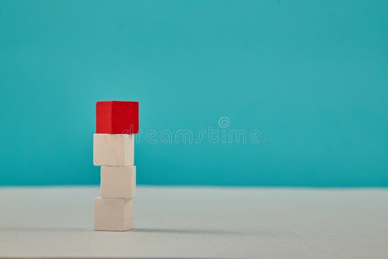 Stack of Wood Blocks with One Red Plank. Personal Identity Mockup ...