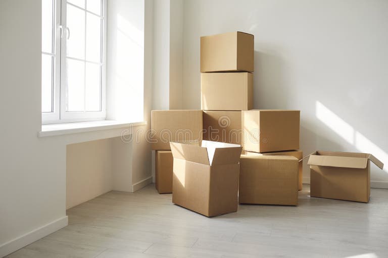 Stack of Cupboards in Empty Room Corner, Boxes, Multiple Storage ...