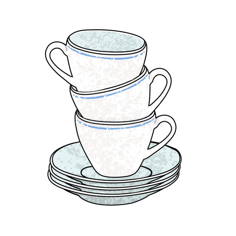 Stack of Cups with Saucers Colorful Illustration Stock Vector ...