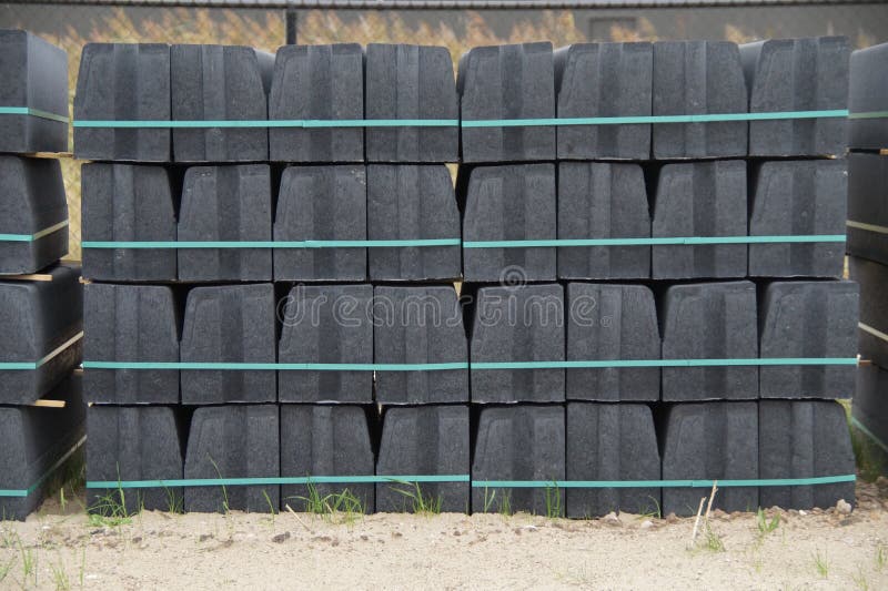 Stack Curbs on Pallet - Construction Stock Image - Image of road ...