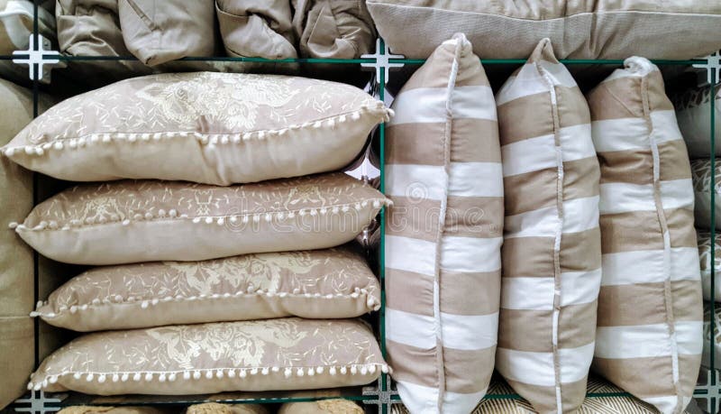 Stack of cushions. Retail. stock photo. Image of colour - 88313088
