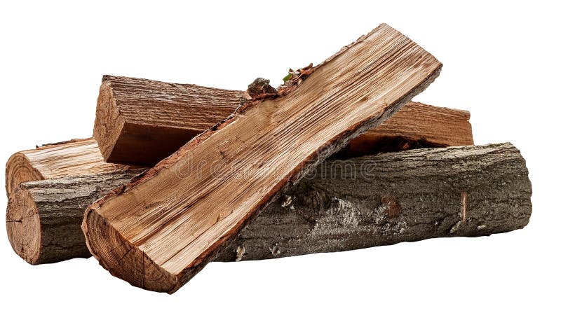 Stack of Cut Firewood, Isolated Stock Image - Illustration of wood ...