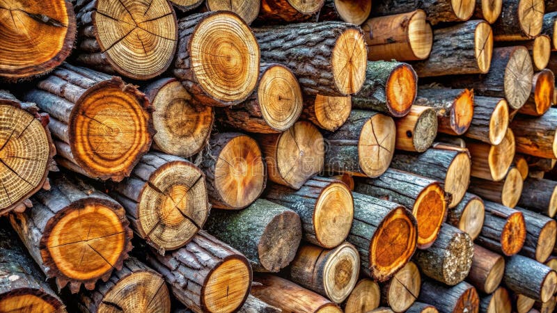 A Stack of Cut Logs, Showing the Warm Hues of Wood Grain and the ...