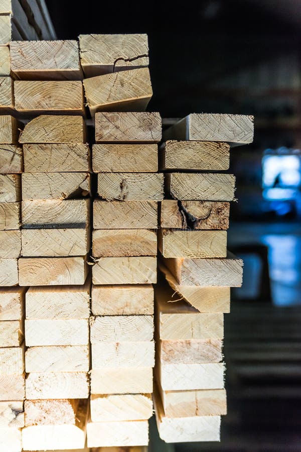 Stack of Cut Lumber Wood in a Lumber Factory Stock Image - Image of ...