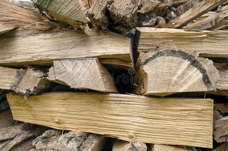 Stack of Cut and Stacked Firewoods, Background. Closeup Photo Wi Stock ...