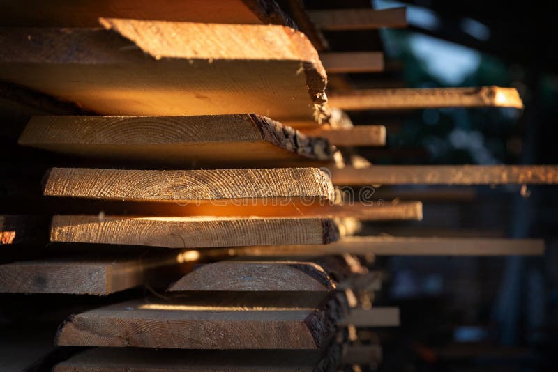 Stack of cut wooden boards stock image. Image of sawmill - 195557873