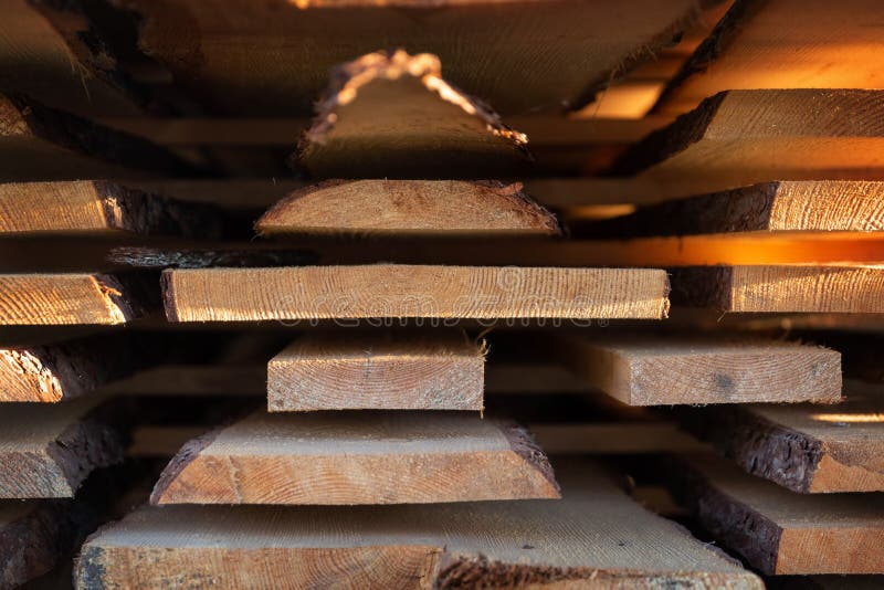 Stack of cut wooden boards stock photo. Image of joinery - 195557946
