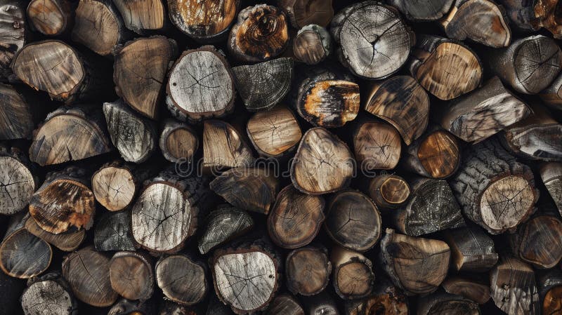 Stack of Cut Wooden Logs with Natural Textures, Close-up View. Forestry ...