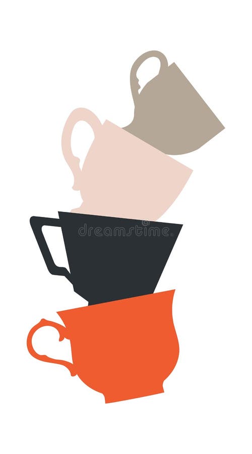 Tea cups pyramid stock vector. Illustration of bright - 30971226