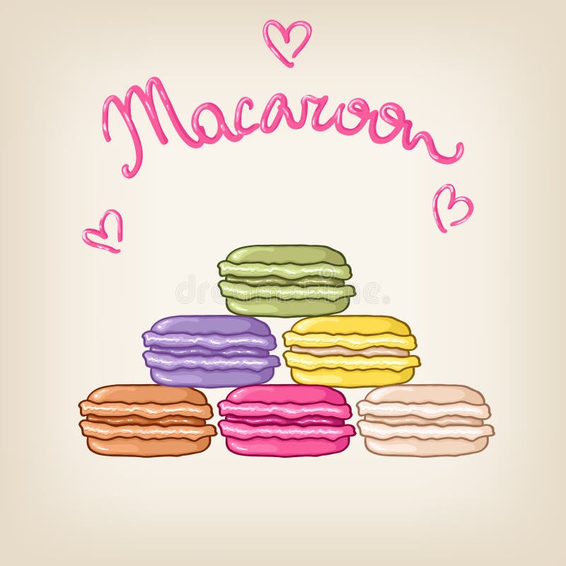 Stack of Cute Colorful Macaroons Stock Illustration - Illustration of ...
