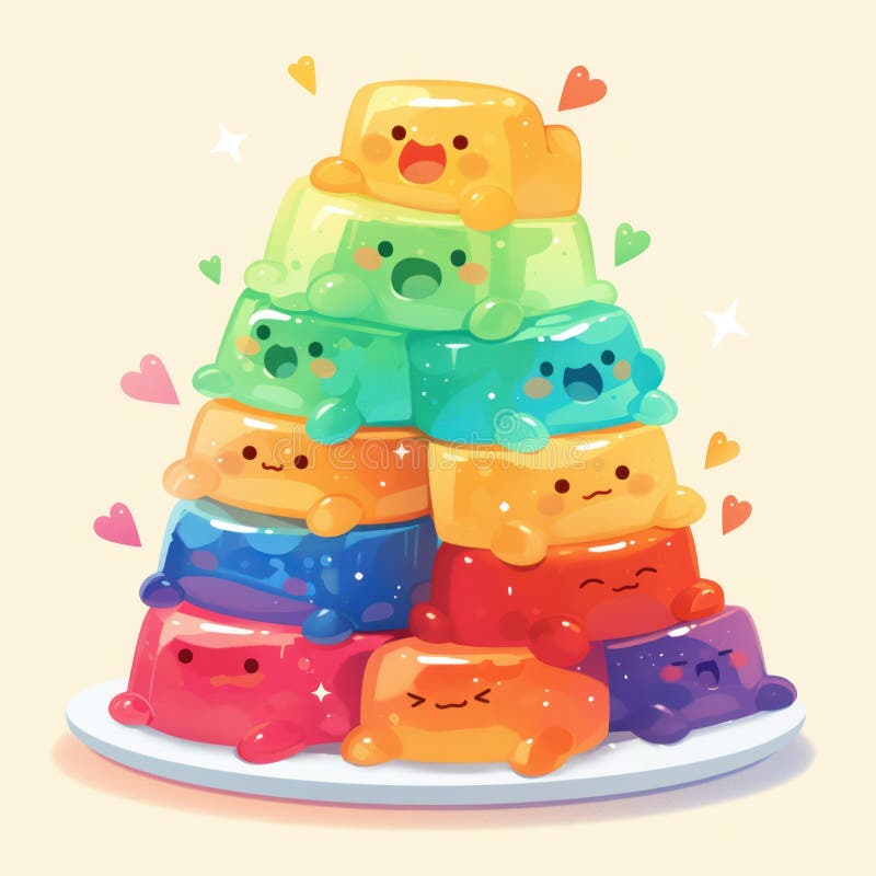Stack of Cute Jelly Illustration Generated with Ai Stock Illustration - Illustration of playful ...
