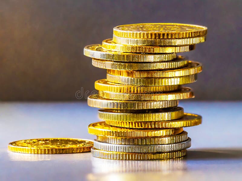 Stack of 3D Golden Coins Isolated on Gradient Brown Background Stock ...