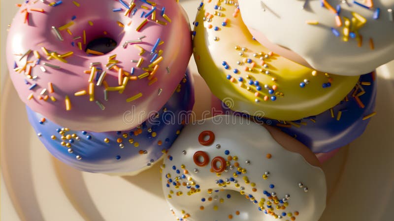 Stack of 3D-rendered Donuts with Realistic Textures, Colorful Sprinkles ...