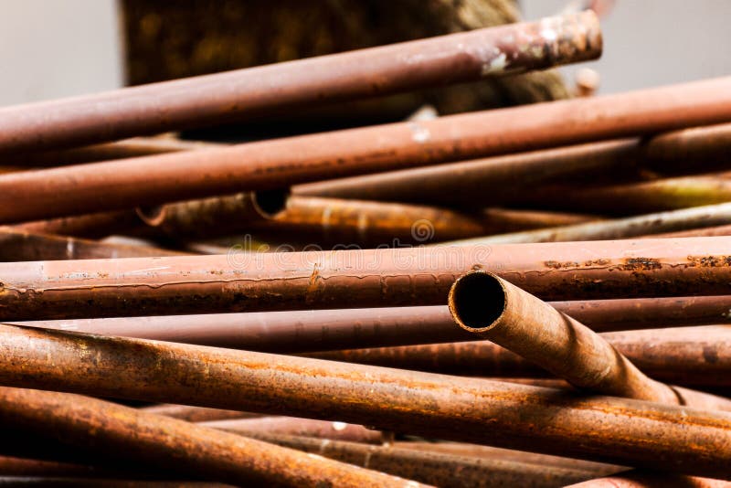 Stack of Damage Rusty Metal Pipe Stock Image - Image of circle, grunge ...