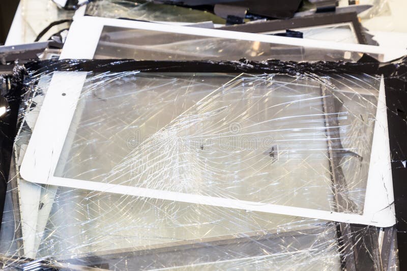 Stack of Damaged and Shattered Tablet Pad Computer Screen Stock Photo ...