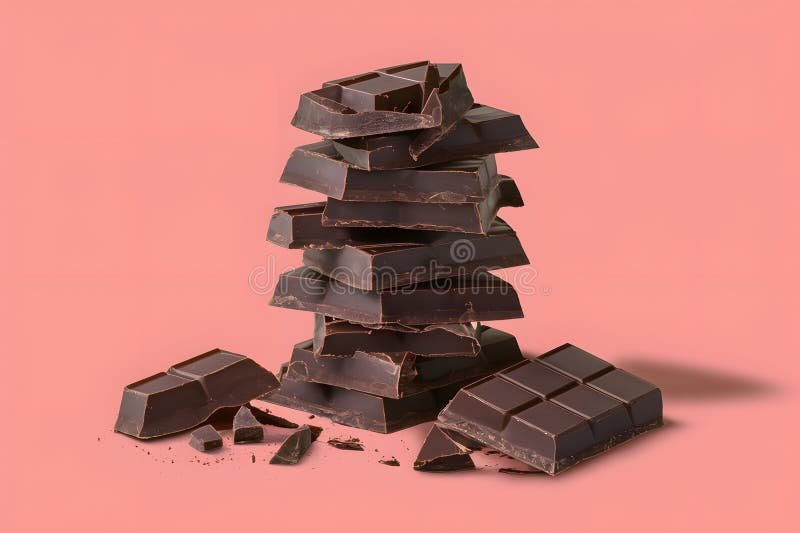 Stack of Dark Chocolate Bars Broken on Table, Digitally Generated Stock ...