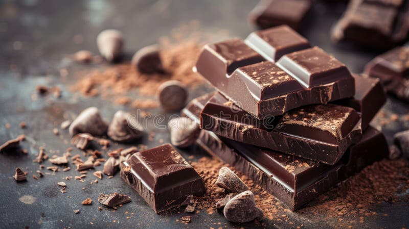 Stack of Dark Chocolate Bars with Chips Stock Photo - Image of pastel ...