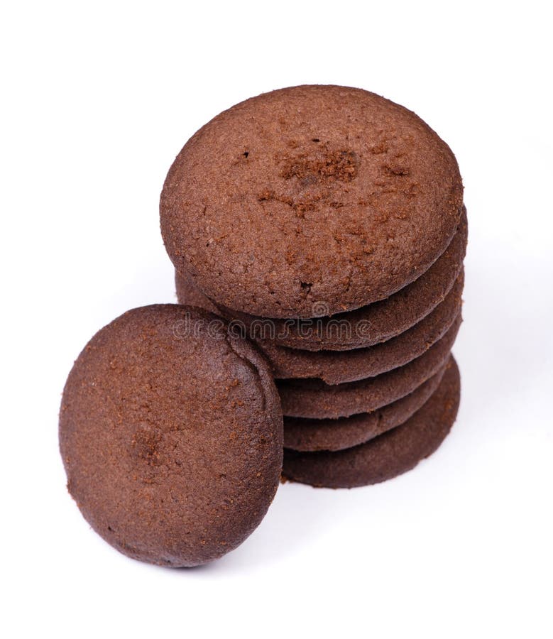 Stack of Dark Chocolate Cookies Isolated Stock Image - Image of black ...