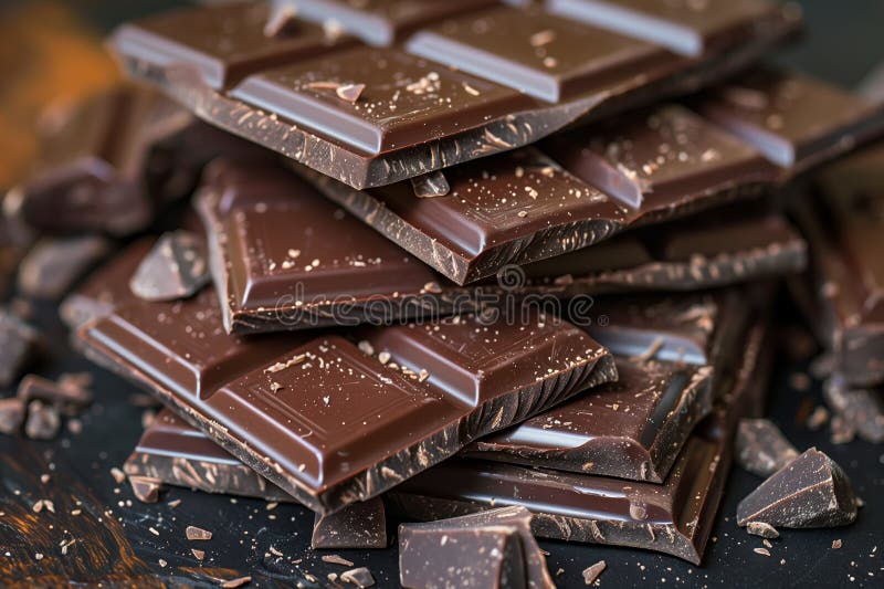 Stack of Dark Chocolate Squares. Stock Illustration - Illustration of ...