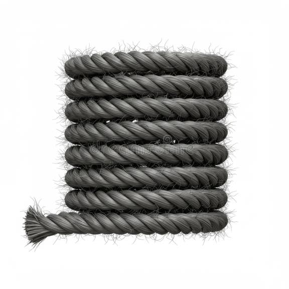 Stack of Dark Gray Twisted Fiber Rope on White Artificial Defect Stock ...