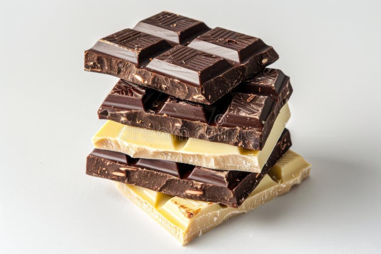Stack of Dark, Milk, and White Chocolate Bars in a Vertical Arrangement ...