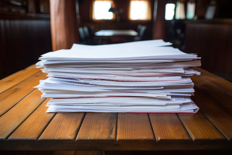 Stack of Data Structure Papers on a Wooden Desk Stock Photo - Image of ...