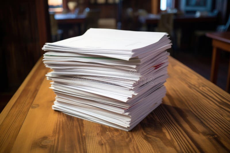Stack of Data Structure Papers on a Wooden Desk Stock Illustration ...